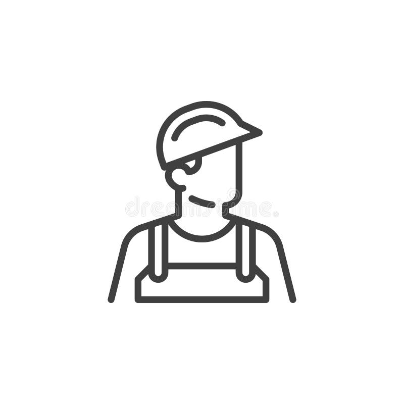 Construction Worker Line Icon Stock Vector - Illustration of line ...