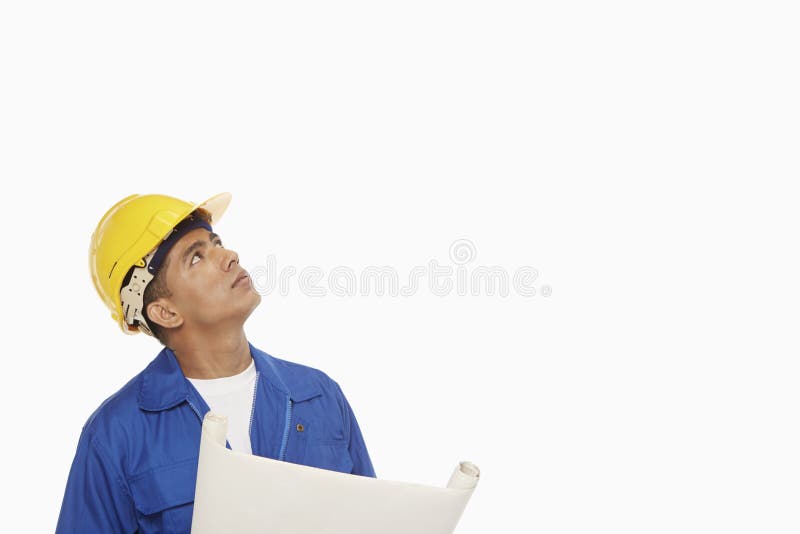 Construction Worker Looking Around Stock Image - Image of helmet ...