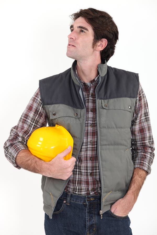 Construction Worker Looking Away Stock Image - Image of expression ...