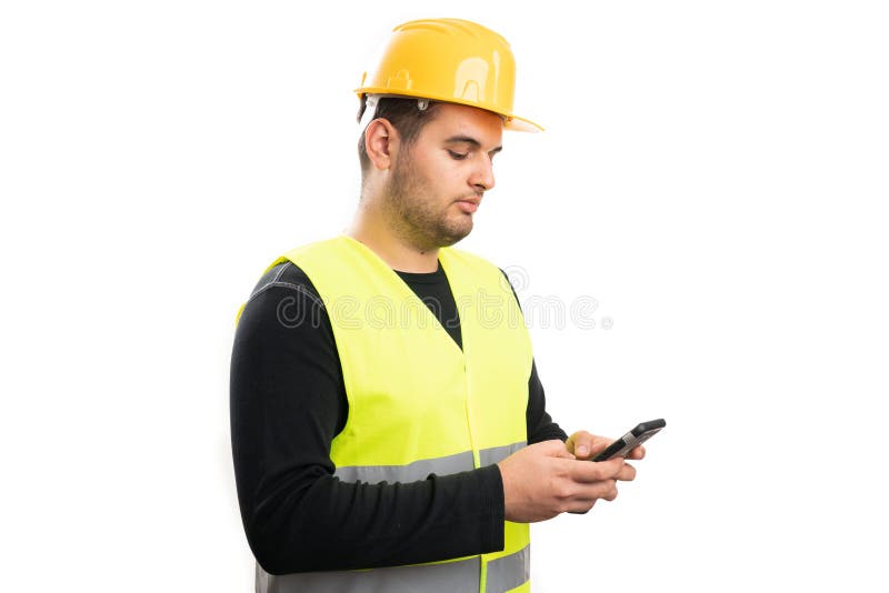 Construction Worker Sending Text Message Stock Photos - Free & Royalty ...