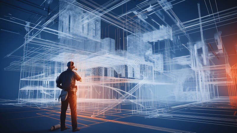 A Construction Worker Looking at Wire Frame of Construction Wire Frame ...