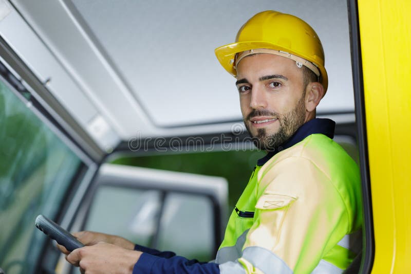 Construction Worker in Lorry Stock Image - Image of hoisting, machinery ...