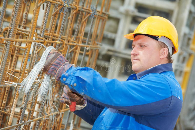 Construction Worker Making Reinforcement Stock Photo - Image of ...