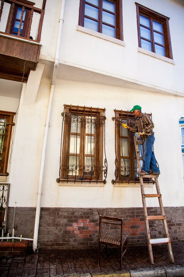 Construction Worker is Making Restoration for Old Ottoman House ...