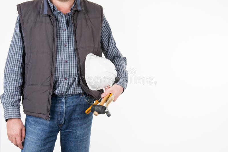 Construction Worker Man Contractor Carpenter Stock Photo - Image of ...