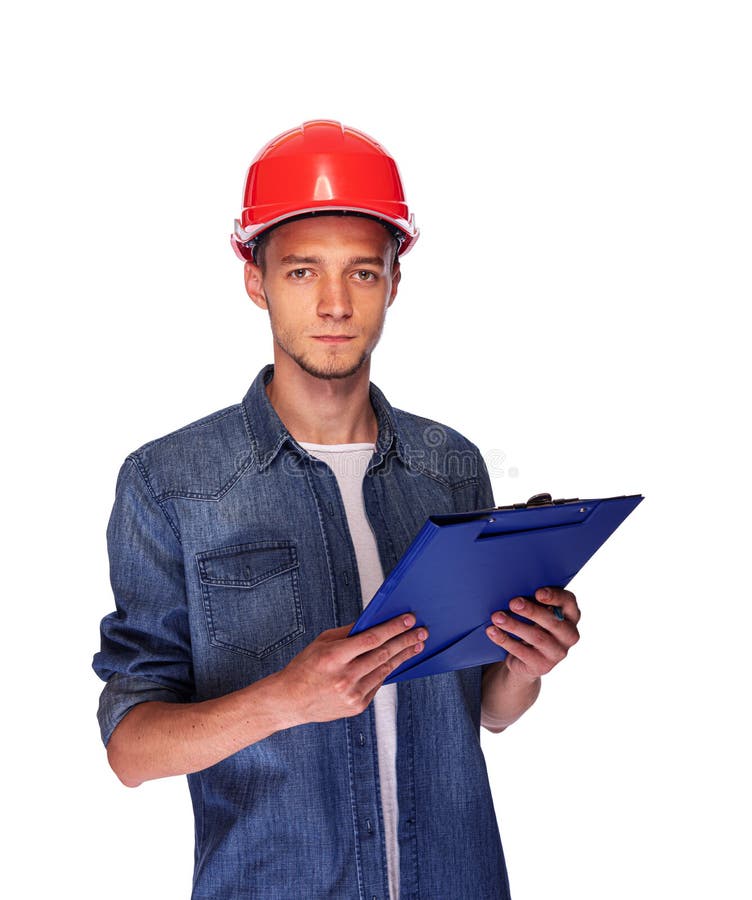 Construction Worker Man in Helmet . Stock Photo - Image of smiling ...