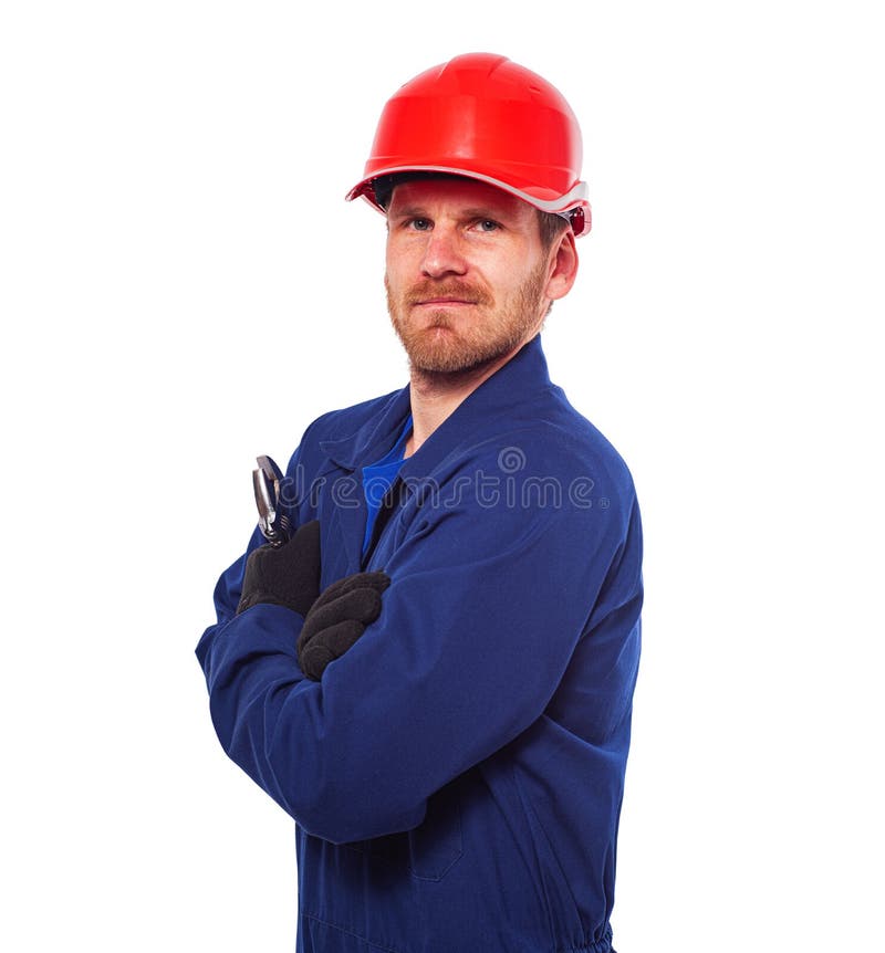 Construction Worker Man in Helmet . Stock Photo - Image of smiling ...