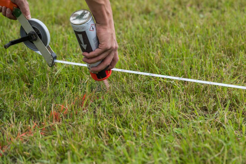 Construction Worker Marked Surveying - Building Plot Stock Image ...