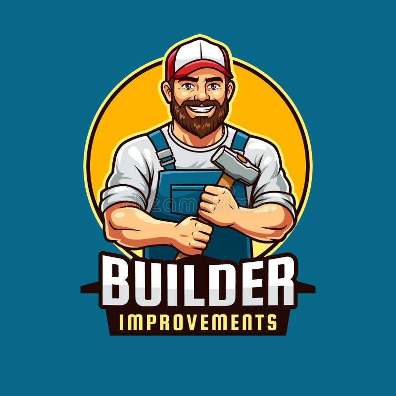 Construction Worker Mascot Logo - Builder Character Illustration Stock ...