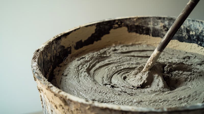 Construction Worker Mixing Cement in Bucket Using a Trowel Stock Image ...