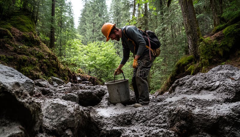 Construction Worker Mixing Mortar in a Bucket Using Handheld Concrete ...