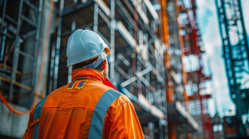 Construction Worker Monitoring Crane Operations Stock Illustration ...