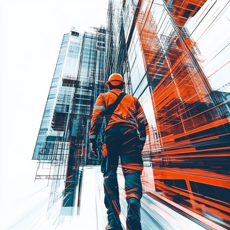 Construction Worker Navigates Modern City Architecture, Engineering and ...