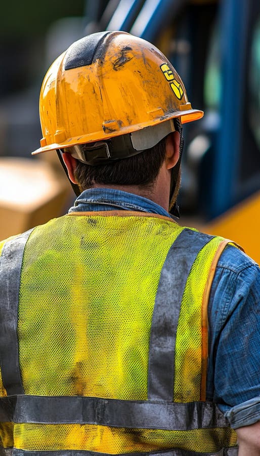 Construction Worker Observes Project, Highlighting Workplace Safety ...