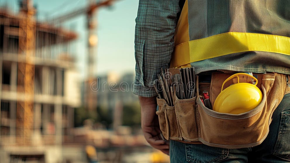 Construction Worker Observing Building Progress on Site Stock ...