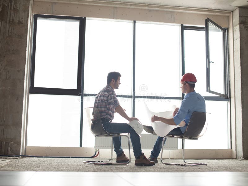 Construction Worker is Offering Co-operation To a Friend Stock Photo ...