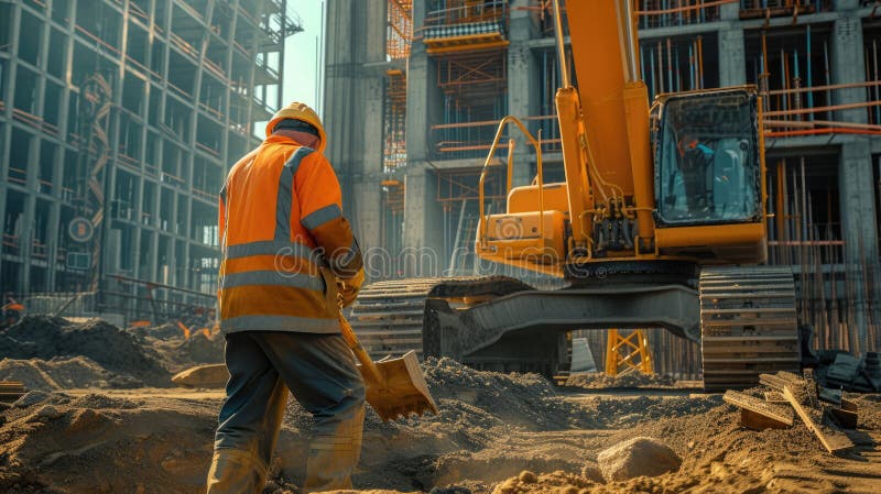 Construction Worker Operates Bulldozer in Urban Area AIG41 Stock Image ...