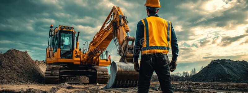 Construction Worker Operating Heavy Machinery on Site, Showcasing ...