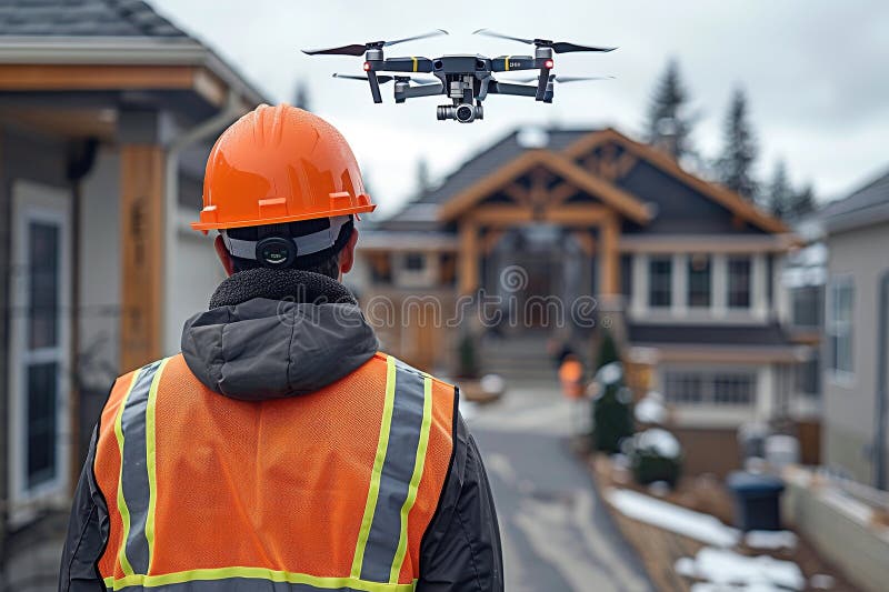 A Construction Worker in an Orange High-visibility Vest and Safety ...