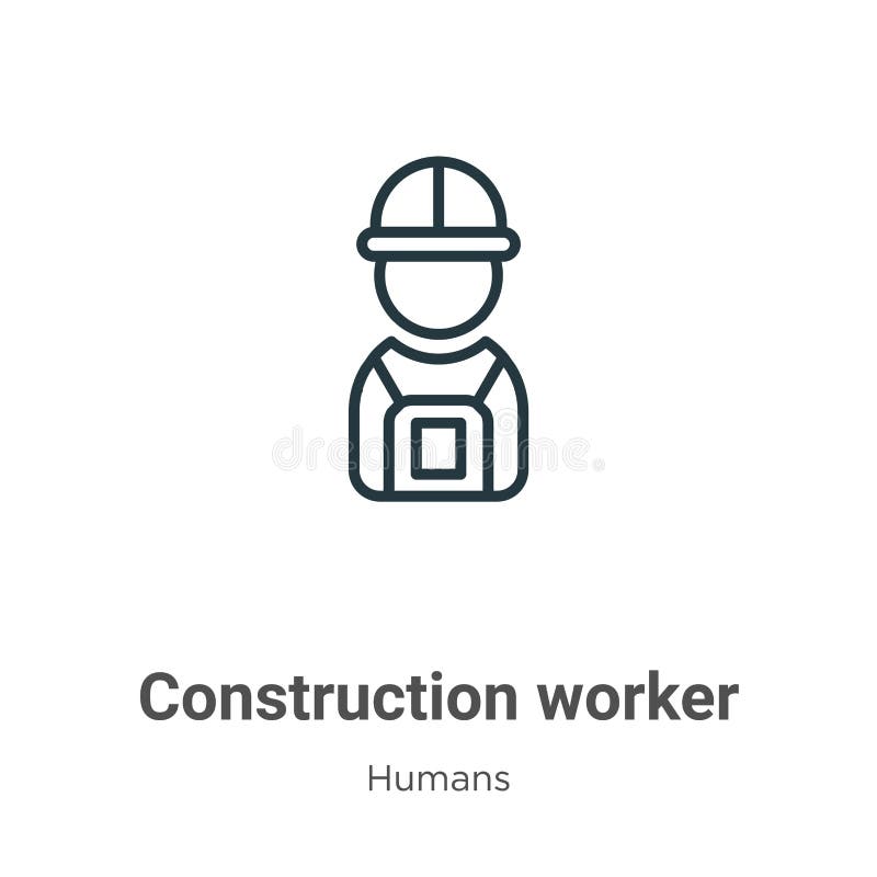 Construction Worker Outline Vector Icon. Thin Line Black Construction ...