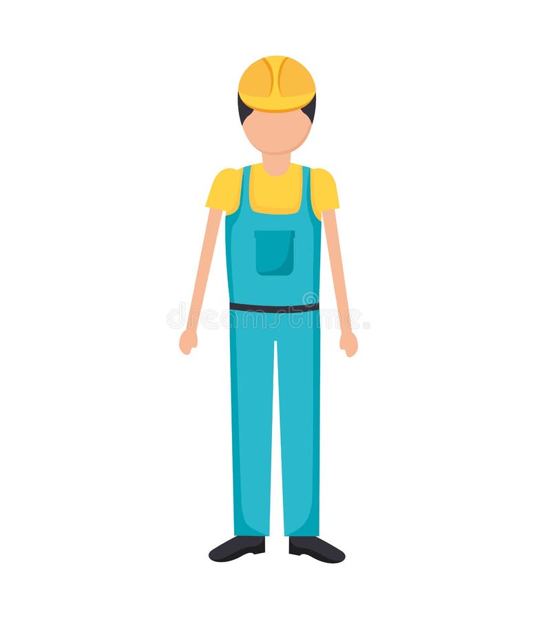 Construction Worker in Overall Stock Vector - Illustration of portrait ...