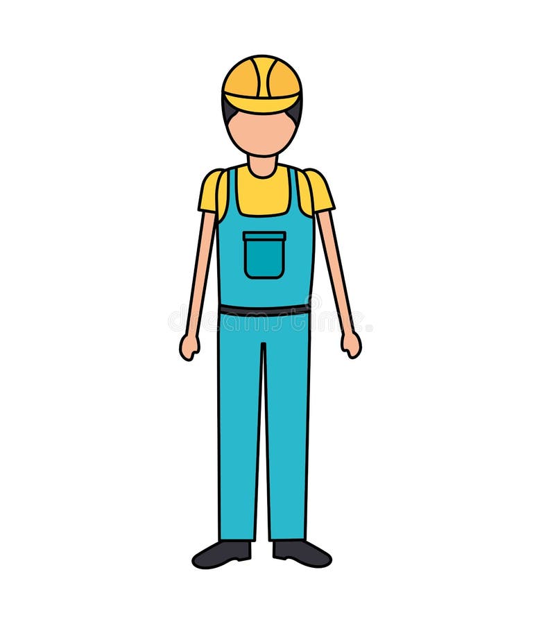 Construction Worker in Overall Stock Vector - Illustration of workman ...
