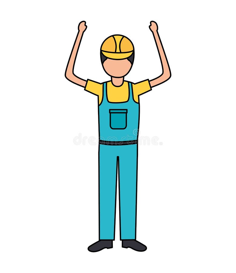 Construction Worker in Overall Stock Vector - Illustration of ...