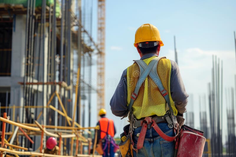 Construction Worker Overseeing Building Site Stock Photo - Image of ...