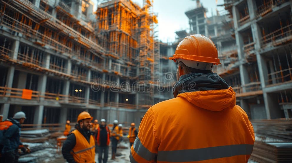 Construction Worker Overseeing a Large-scale Building Stock ...