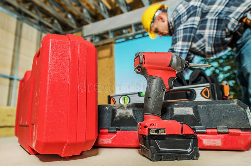 Construction Worker Packing His Tools Stock Photo - Image of pack ...