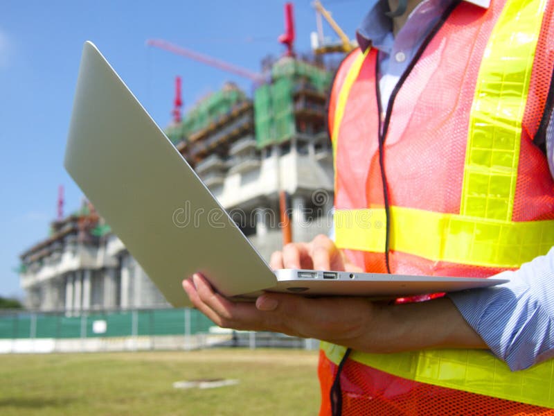Construction Worker with a Pc Stock Photo - Image of site, japanese ...