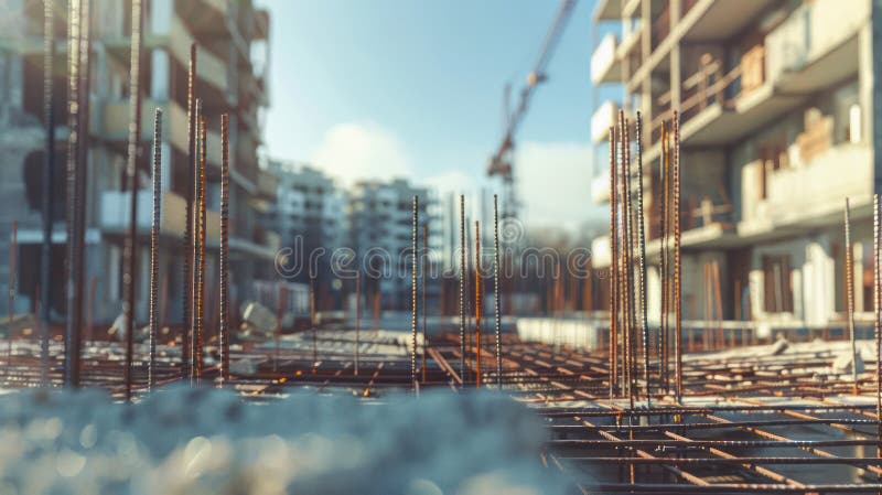 Construction Worker Performing a Site Task in a Busy Construction Area ...