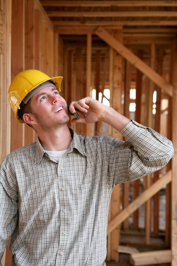 Construction Worker on Phone Stock Image - Image of build, contractor ...