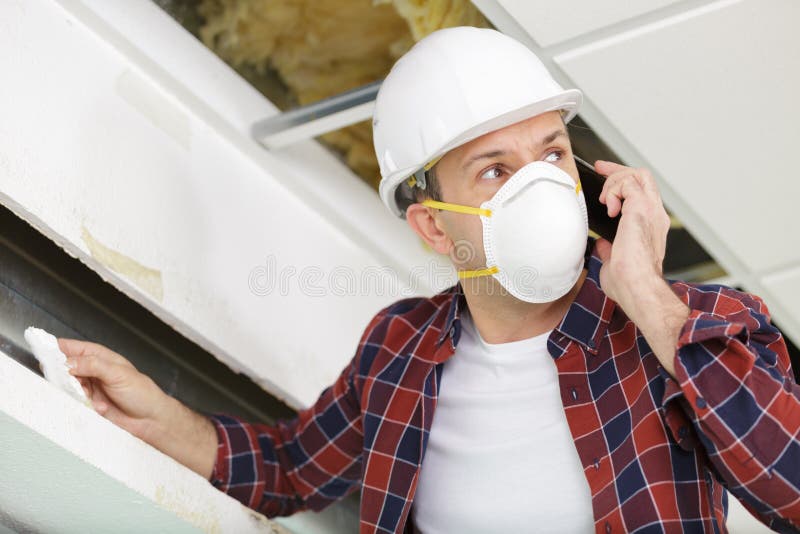 Construction Worker on Phone Stock Photo - Image of design, male: 256656502