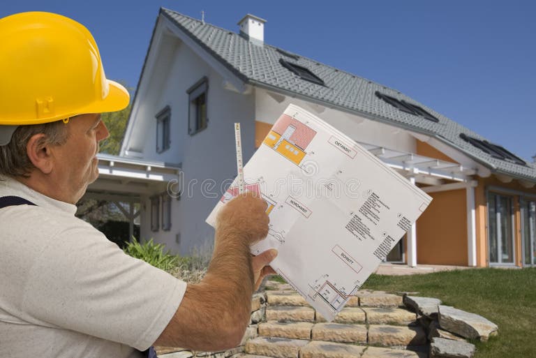 Construction Worker with Plan of an Architect Stock Image - Image of ...