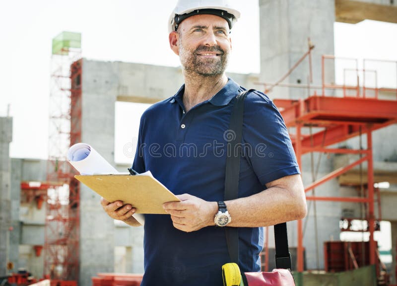 Construction Worker Planning Constractor Developer Concept Stock Photo ...