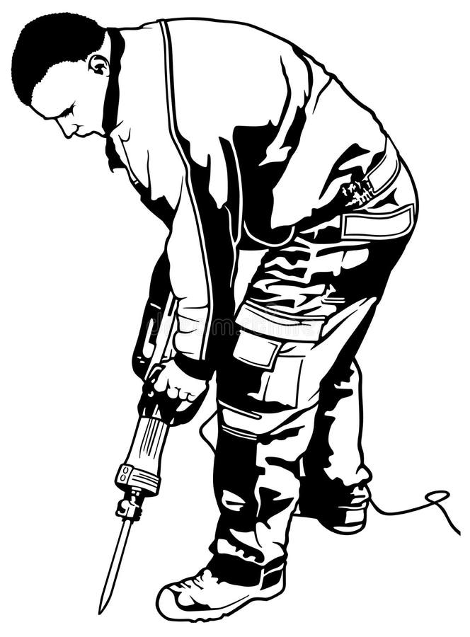 Construction Worker Black White Stock Illustrations – 13,361 ...