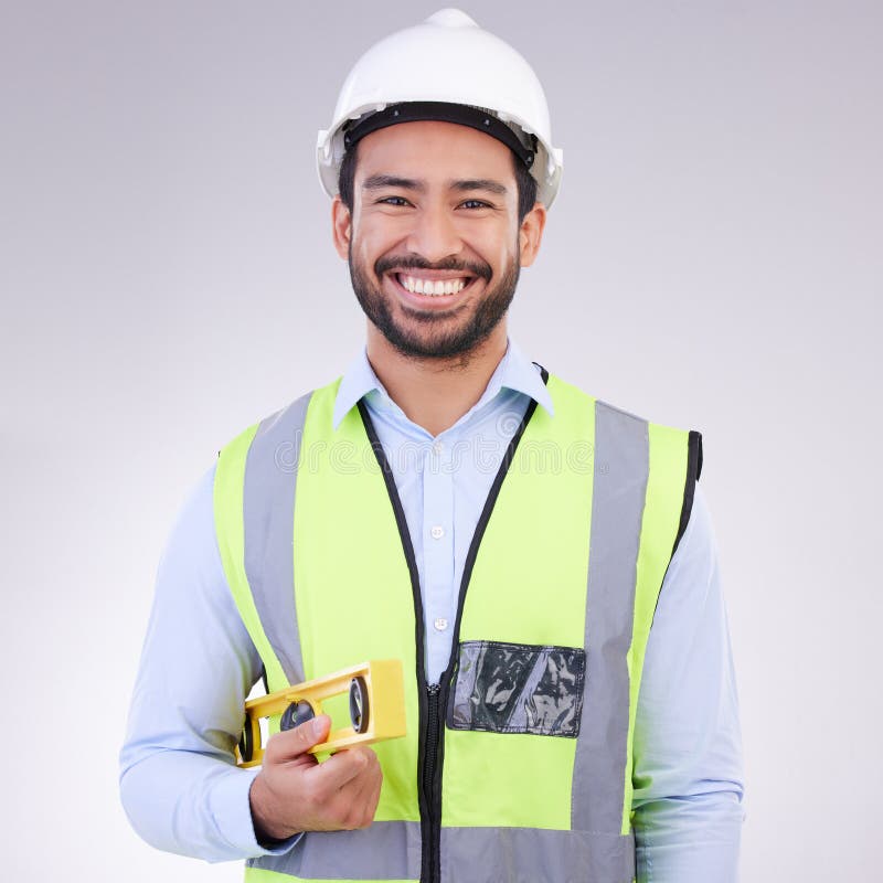Construction Worker in Portrait, Man with Tools and Smile, Architect or ...