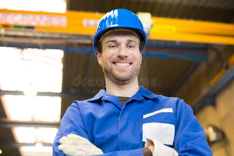 Construction Worker Posing in Front of Crane Stock Image - Image of ...