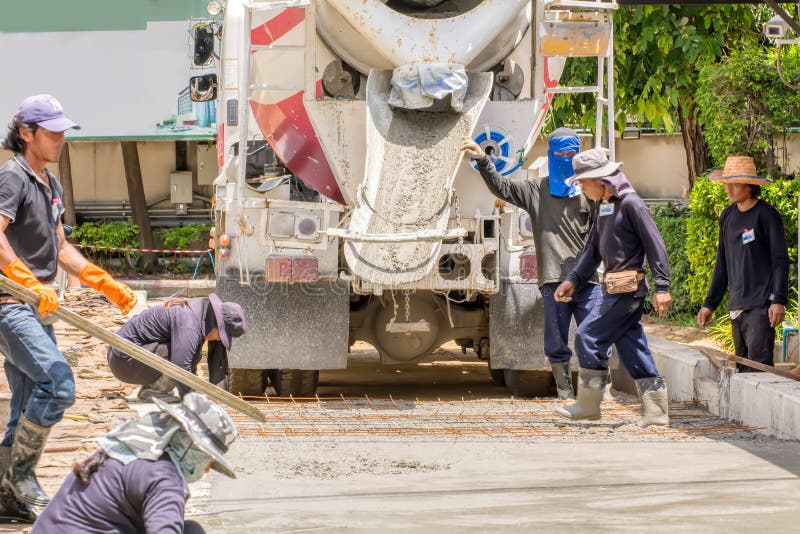 Construction Worker is Doing the Road Editorial Image - Image of ...