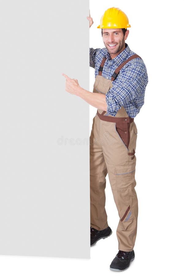 Construction Worker with Colleagues Over White Background Stock Photo ...