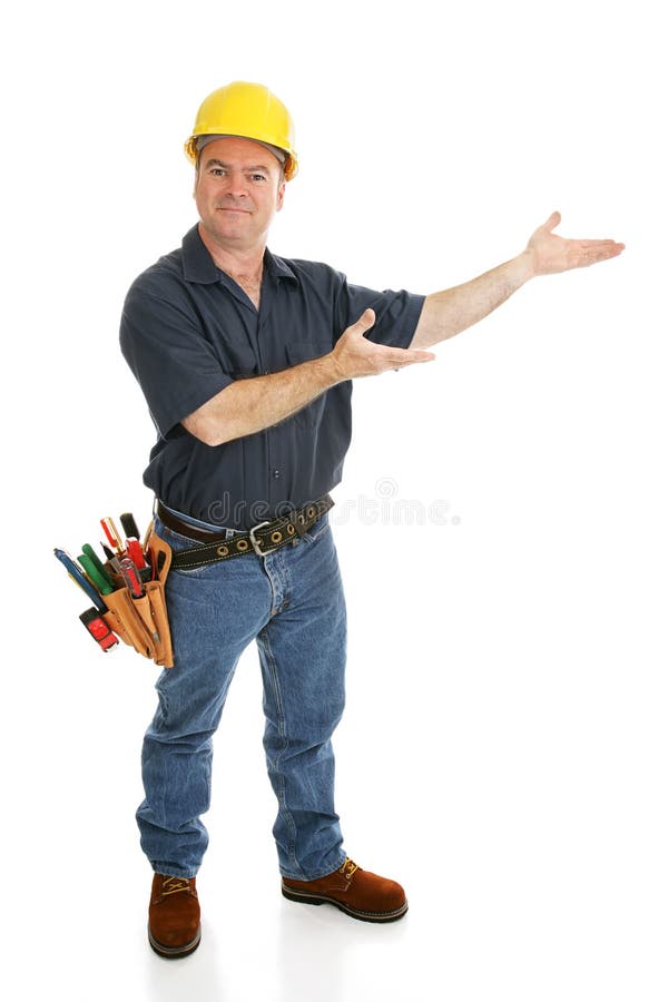 Full Length Construction Worker Stock Image - Image of document, notes ...