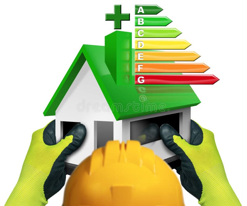 Construction Worker Holding a Small Model House with Energy Performance ...