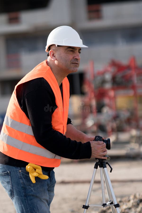 Civil Engineer Using Digital Equipment Stock Photo - Image of hard ...