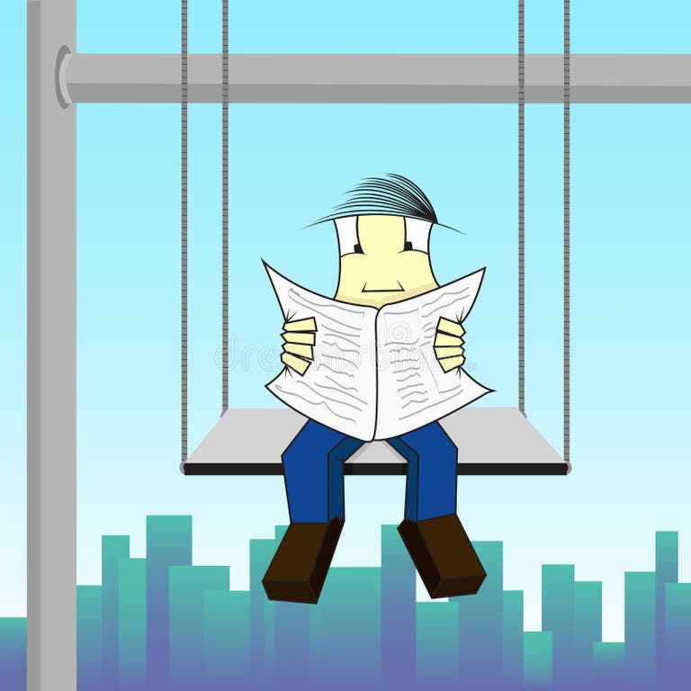 Construction Worker Reading a Newspaper Stock Illustration ...