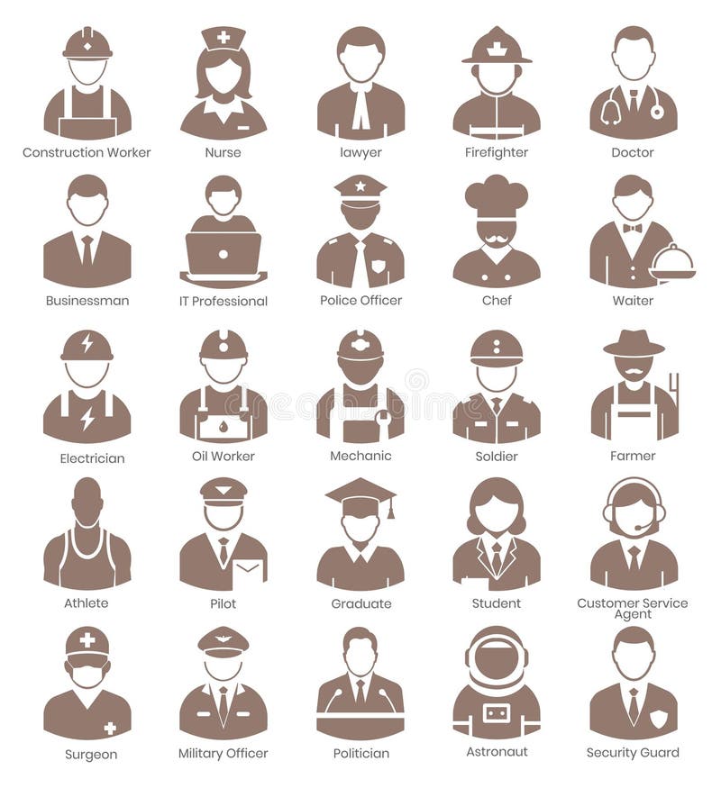 Profession Icons Vector Set Stock Vector - Illustration of doctor, chef: 326133735
