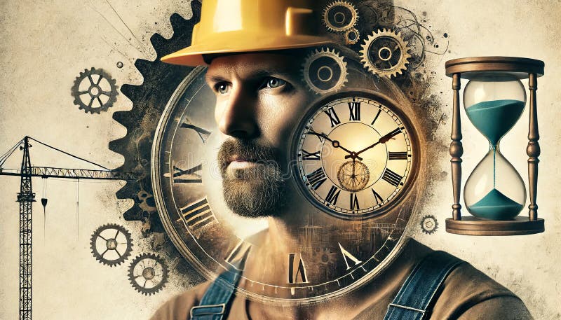 Construction Worker Reflecting on Time and Progress Stock Image - Image ...