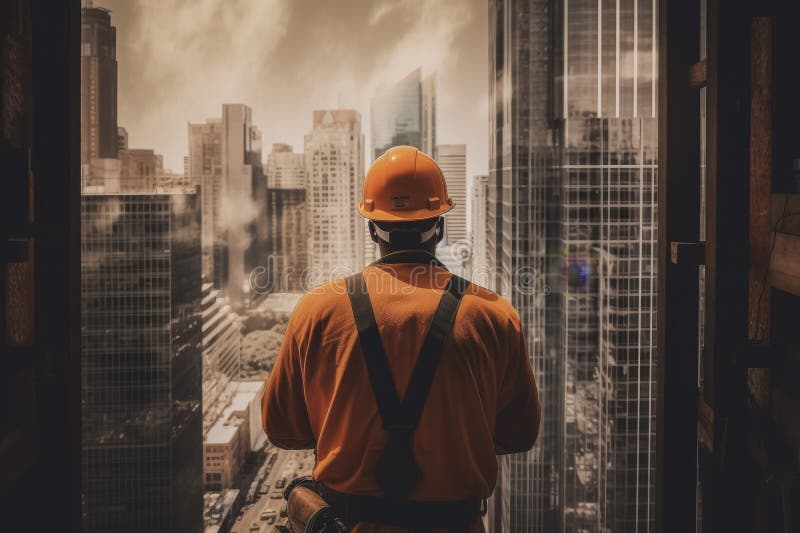 Construction Worker Overlooking Site Stock Image - Image of development ...