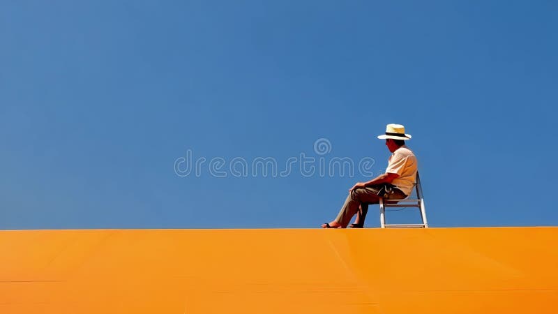 Construction Worker Relaxing on Ladder Under Blue Sky Stock Video ...