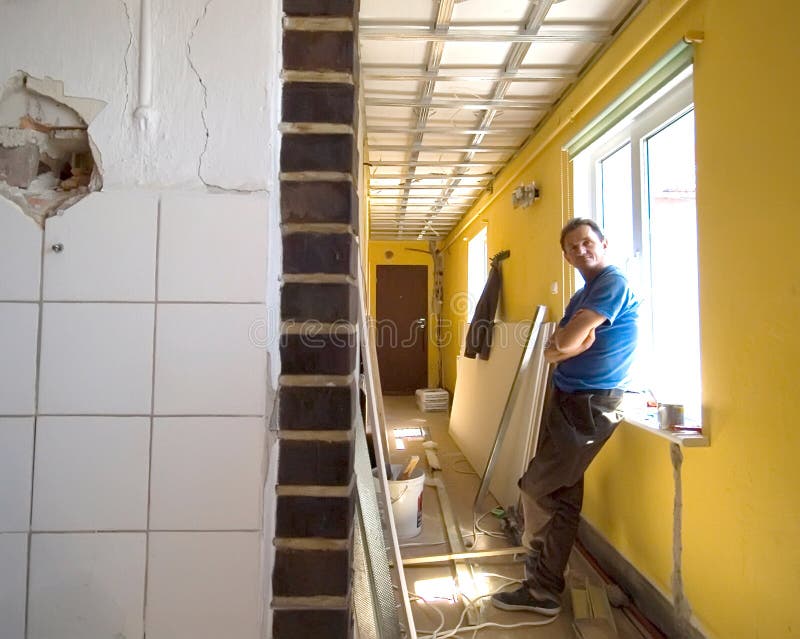 Construction Worker Resting Stock Photo - Image of sitting, resting ...